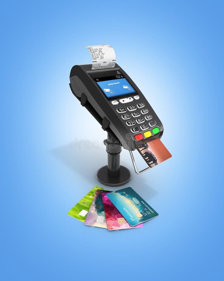 Card Payment Terminal POS Terminal with Credit Cards and Receipt ...