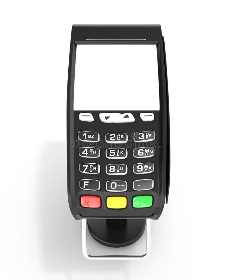 Card Payment Terminal POS Terminal Top View with Empty Screen Isolated ...