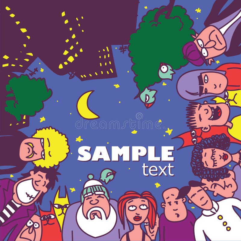 Card with People and Animals Stock Vector - Illustration of color ...