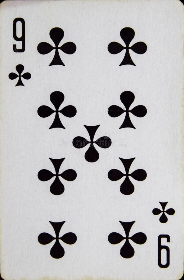 Nine of Clubs Vintage Playing Card - Isolated on White Stock Image ...