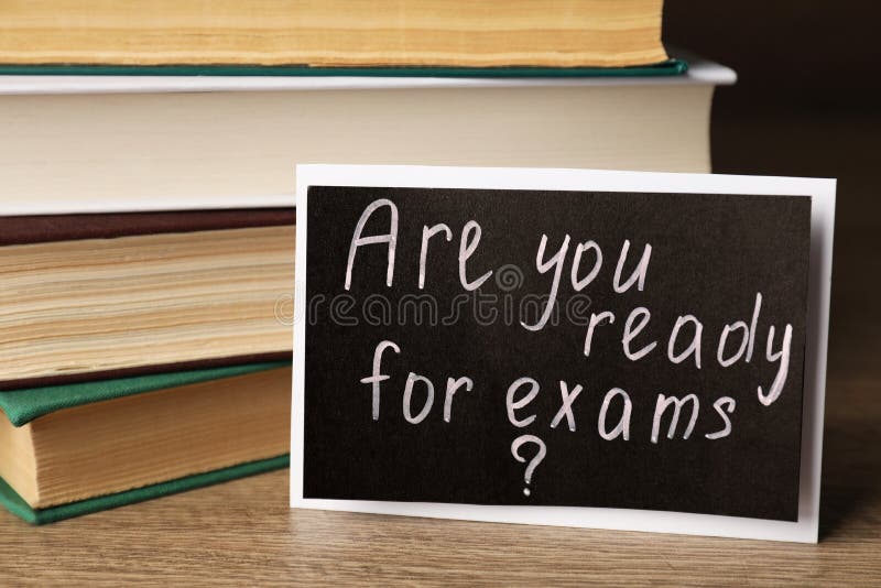 Card with Question are You Ready for Exams? on Wooden Table Stock Image ...