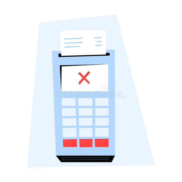 Payment Failure on Card Reader with Red Error Symbol in Flat Vector ...