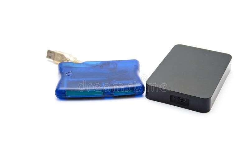 Card Reader and External Hard Drive Disk Stock Photo - Image of drive ...