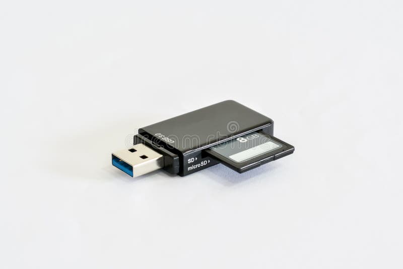 Card Reader on White Background Stock Photo - Image of small, cable ...