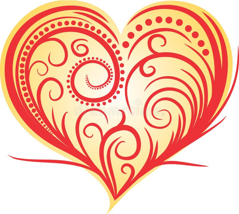 The Card with the red hear stock illustration. Illustration of feelings ...