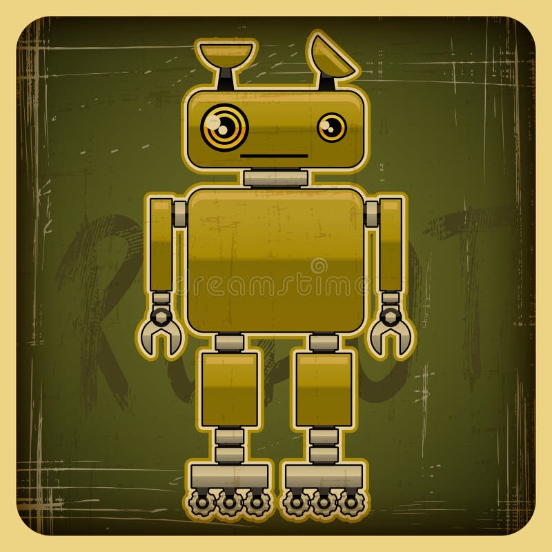 Card in Retro Style with the Robot Stock Vector - Illustration of card ...