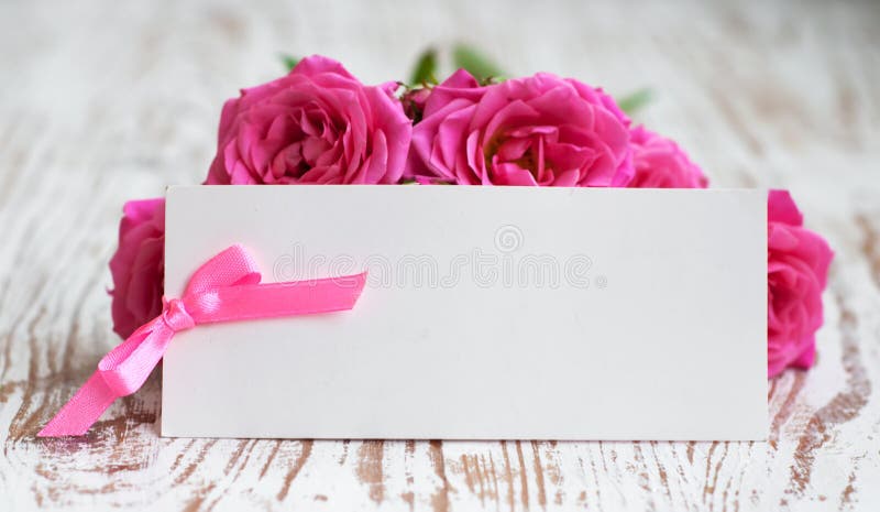 Card with Roses on the Table Stock Photo - Image of purity, paper: 36531904