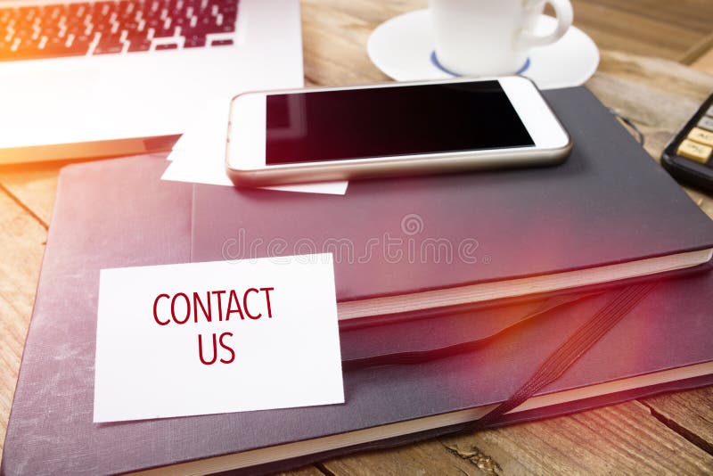 Card Saying Contact Us on Note Pad Stock Photo - Image of table, copy ...
