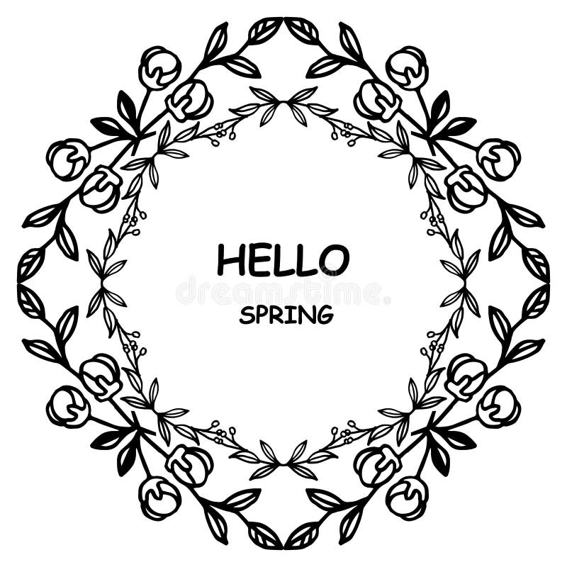 Card Sketch of Hello Spring, with Shape Art Unique Leaf Flower Frame ...