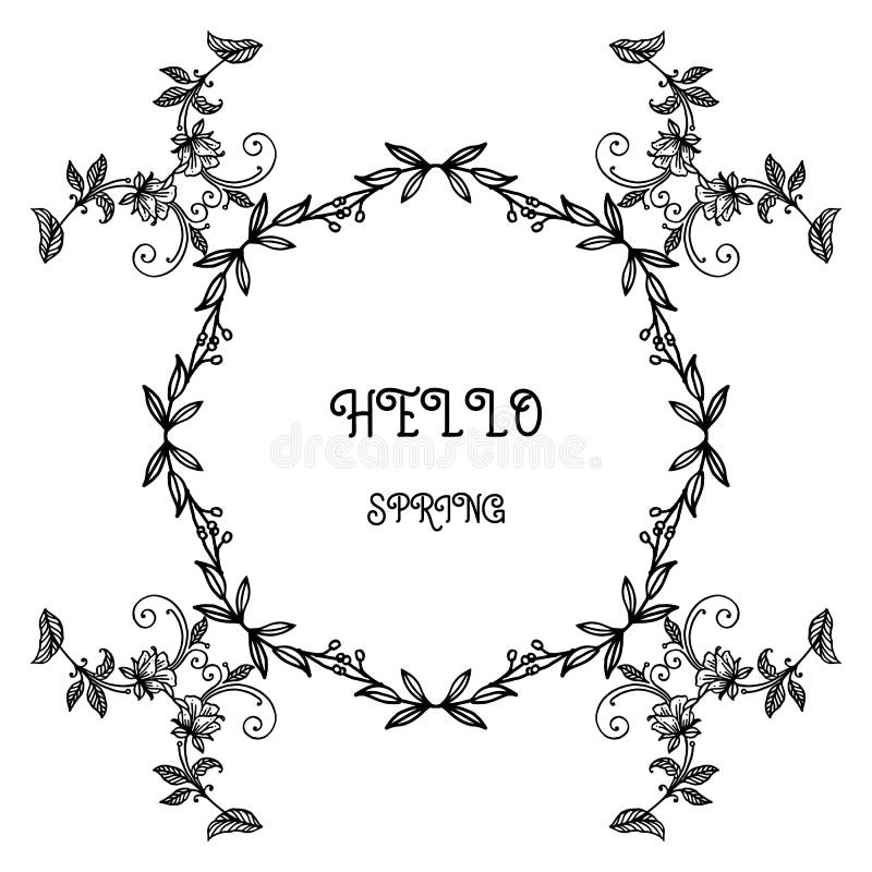 Card Sketch of Hello Spring, with Shape Art Unique Leaf Flower Frame ...