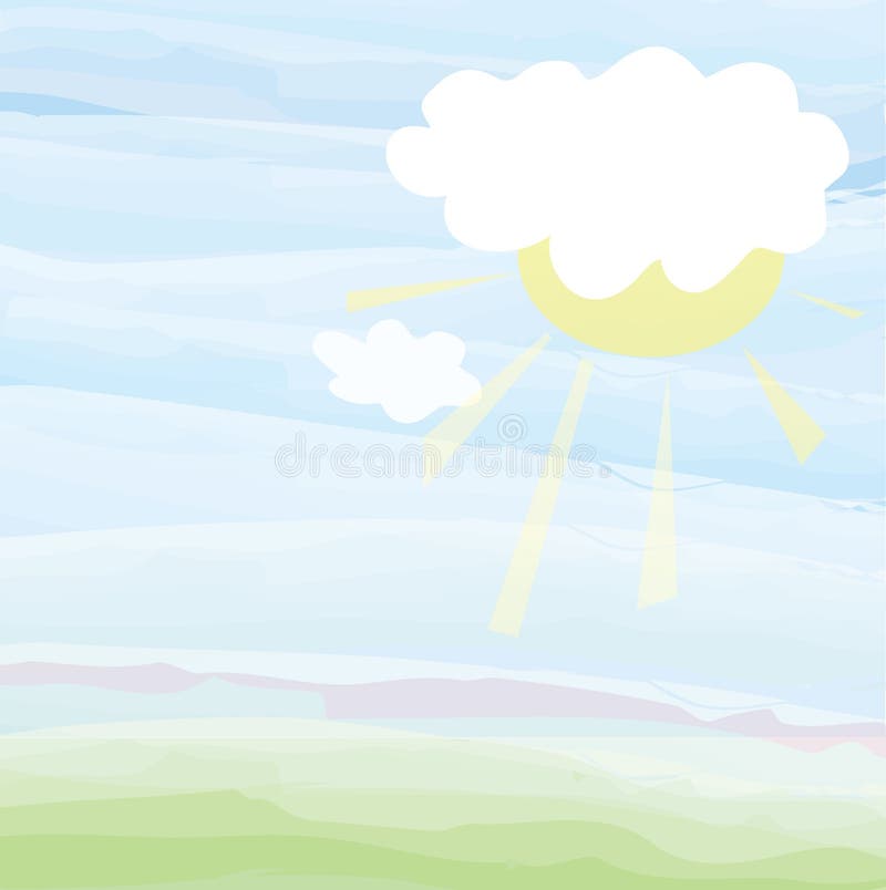 Card with Sky and Sun - Pastel Color Illustration Stock Vector ...