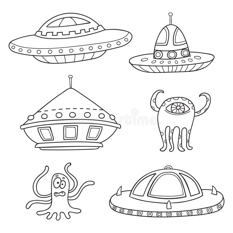 Card with Space Objects, Ufo Rockets, Aliens. Stock Vector ...