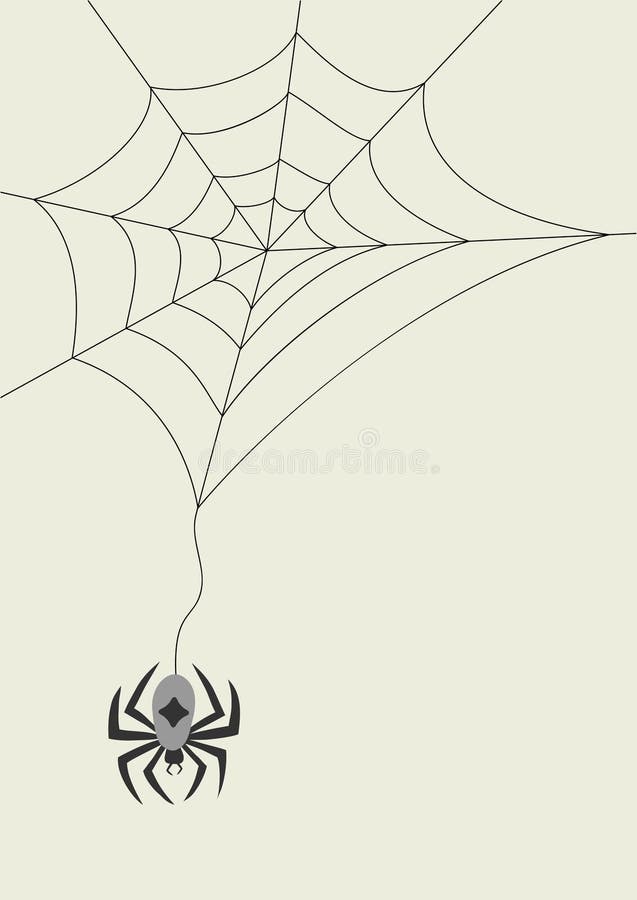 Card with Spider and Cobweb Stock Vector - Illustration of simple ...