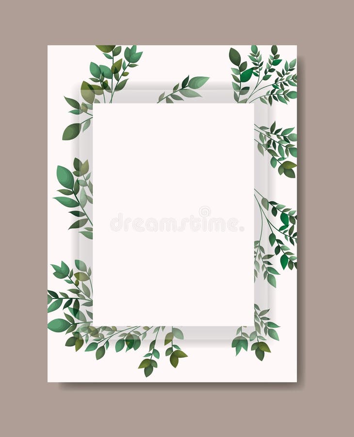 Card with Square Frame and Laurel Leafs Stock Vector - Illustration of ...