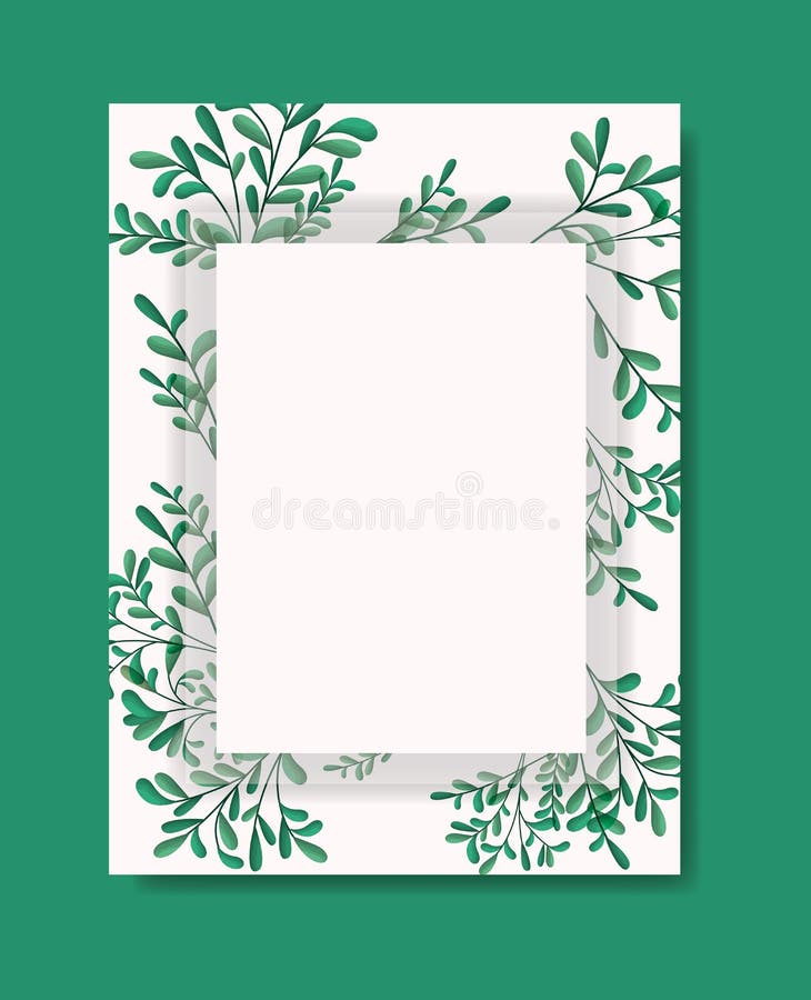 Card with Square Frame and Laurel Leafs Stock Vector - Illustration of ...