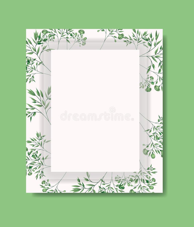 Card with Square Frame and Laurel Leafs Stock Vector - Illustration of ...