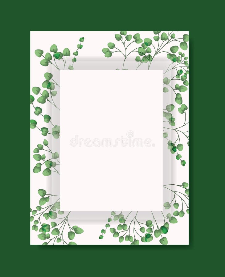 Card with Square Frame and Laurel Leafs Stock Vector - Illustration of ...