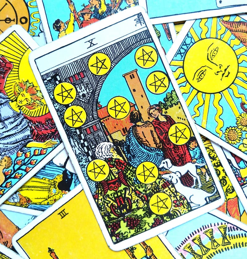 Ten X of Pentacles Tarot Card Stock Photo - Image of materialistic ...