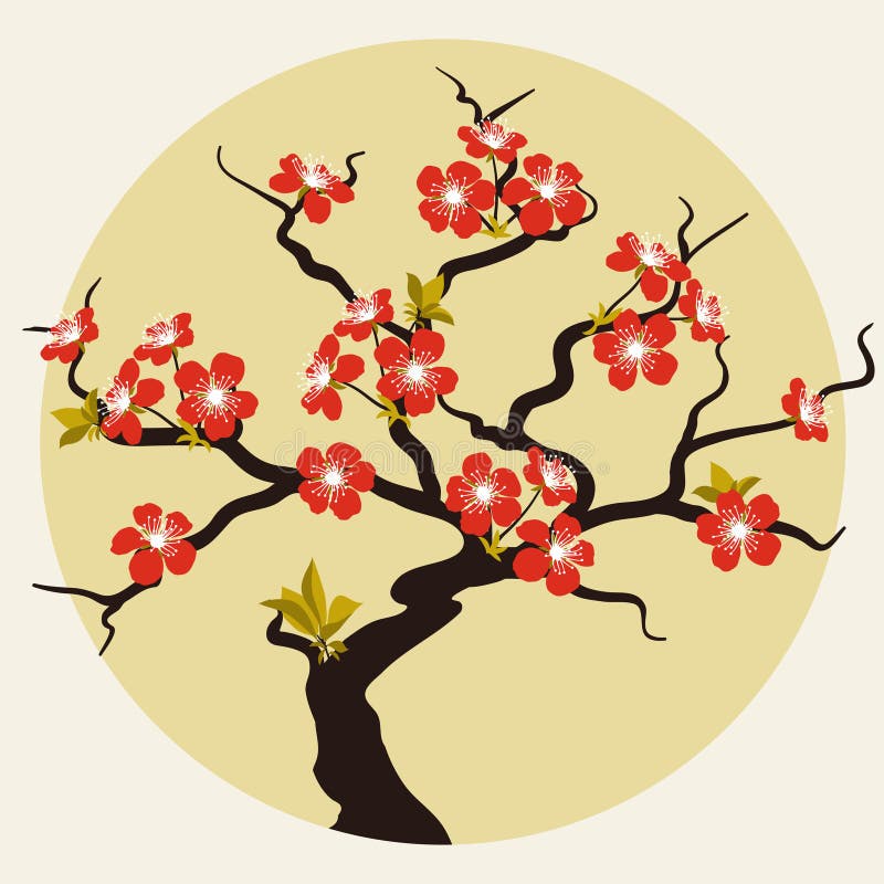 Stylized Cherry Blossom Design Cherry Blossom Tree China Stock Vector