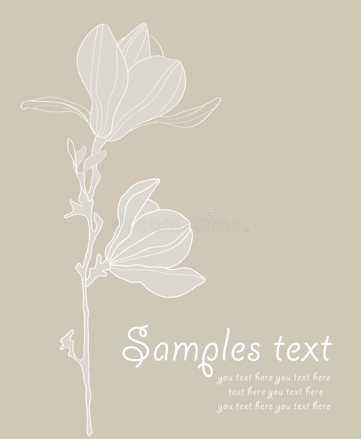 Card with Stylized Magnolia Stock Vector - Illustration of landscape ...