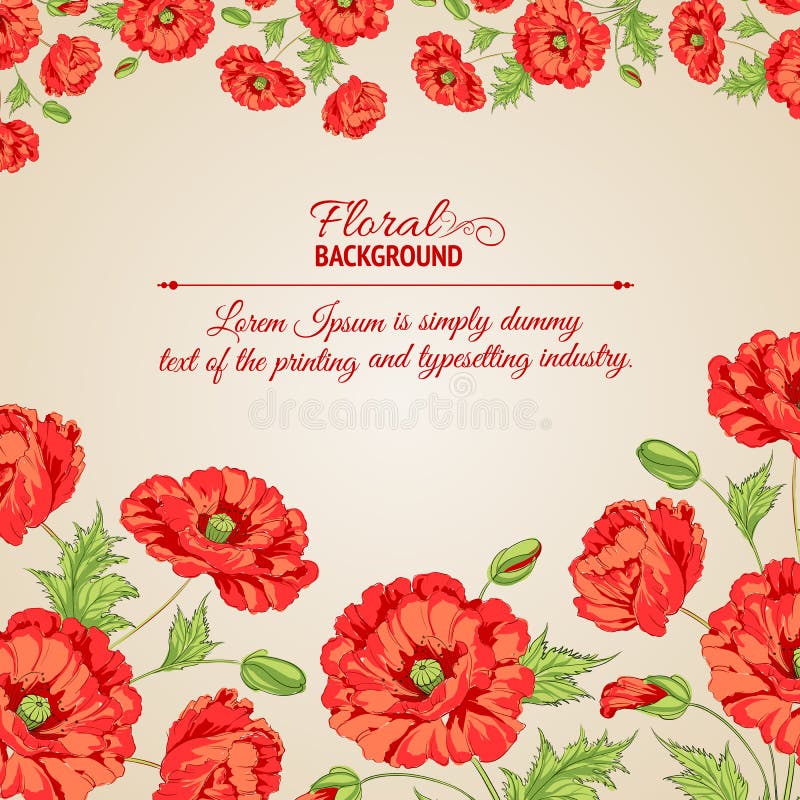 Red poppy card. stock vector. Illustration of curl, card - 31282209