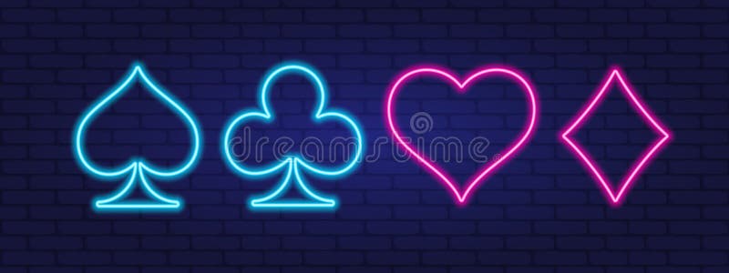 Card Suits Icons. Neon Style Image. Suit Deck of Playing Cards Stock ...