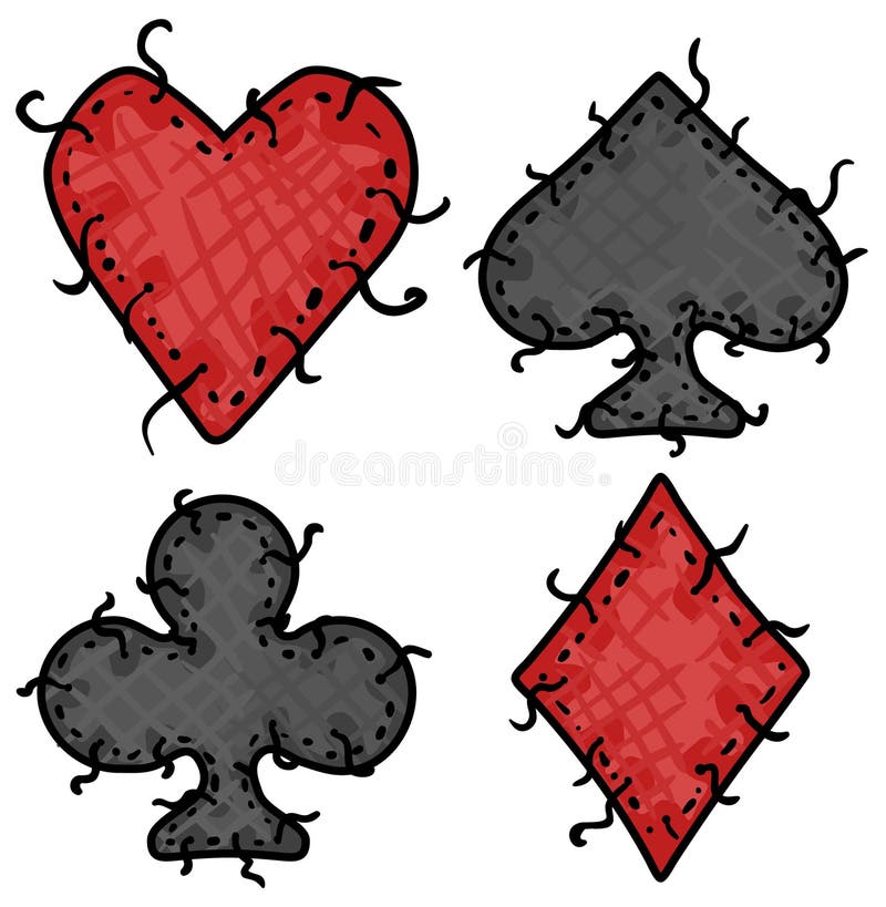 Card Suits Patch Design Element Set Stock Vector - Illustration of ...
