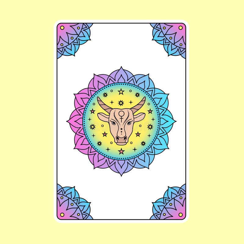 Card with Taurus Zodiac Sign Stock Vector - Illustration of taurus ...