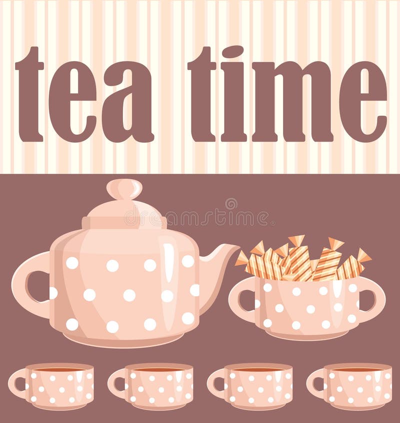 Card. Tea time stock illustration. Illustration of pattern - 17709525