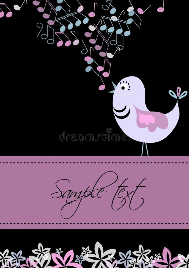 Card Template with Bird and Tunes Design Stock Vector - Illustration of ...