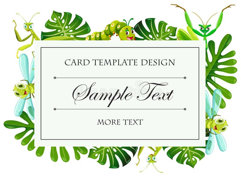 Card Template with Insects and Leaves Frame Stock Vector - Illustration ...