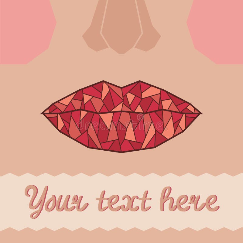 Card template with lips stock vector. Illustration of simple - 33786468