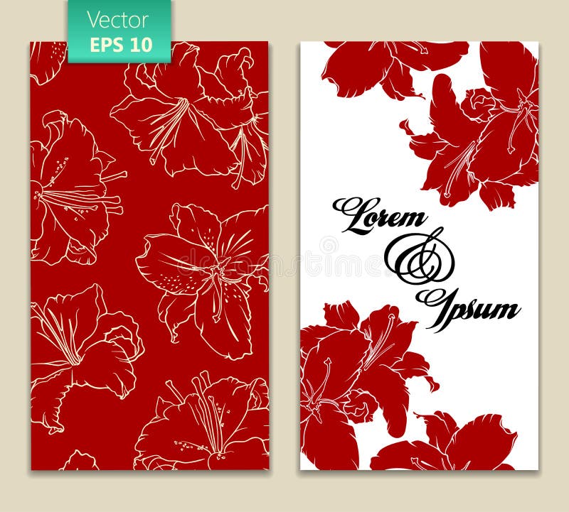 Card Template with Red Flowers Stock Illustration - Illustration of ...