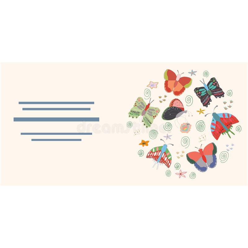 Template with Text and Circle Made of Butterflies. Stock Vector ...