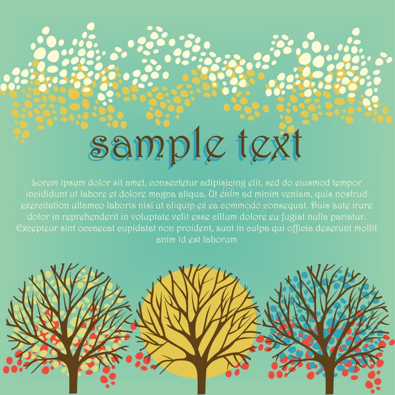 Card template with trees stock vector. Illustration of blank - 78002701