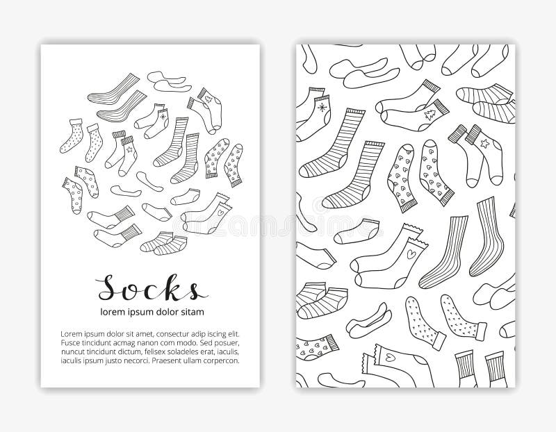 Card Templates with Hand Drawn Socks. Stock Vector - Illustration of ...