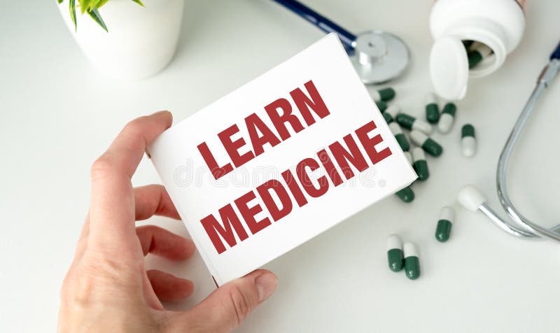 In the Card is the Text of Learn Medicine, Next To a Stethoscope and ...