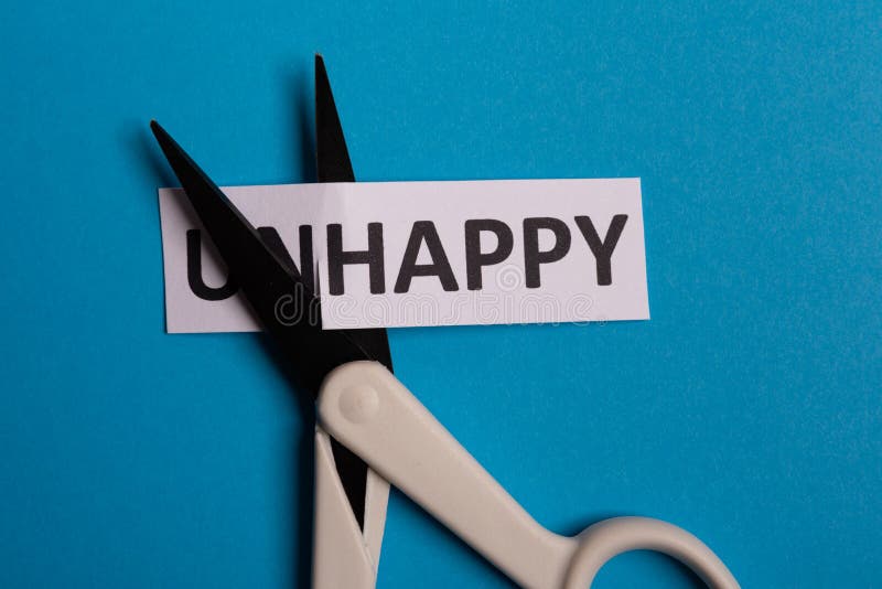 Card Wit Text Unhappy, Cutting Word & X27;un& X27; so it Written & X27 ...