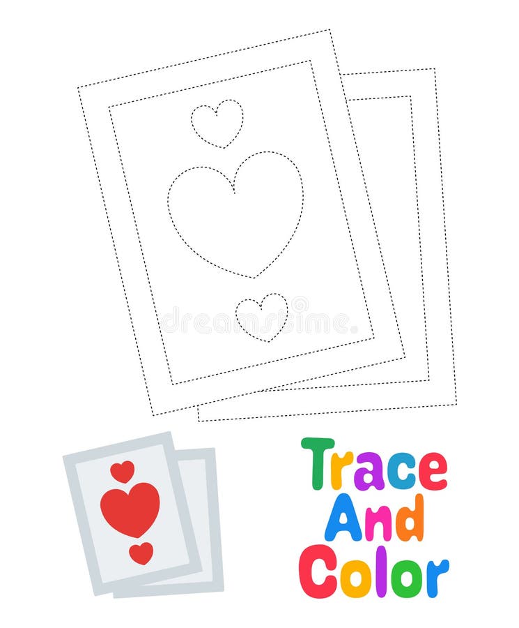 Card Tracing Worksheet for Kids Stock Vector - Illustration of color ...