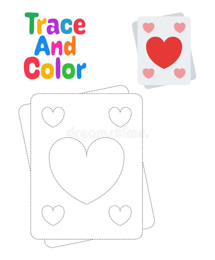 Card Tracing Worksheet for Kids Stock Vector - Illustration of isolated ...