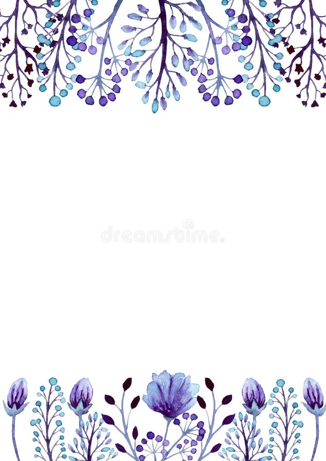 Card with Watercolor Light Violet Buds and Berries Stock Illustration ...