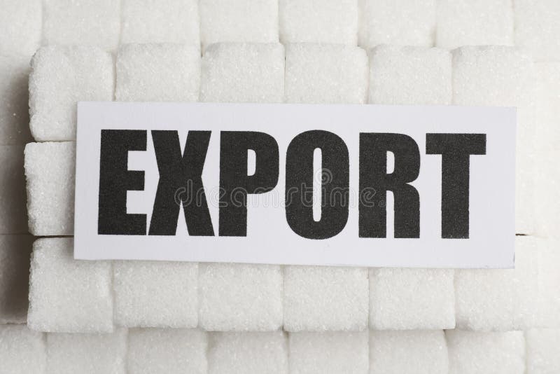 Card with Word Export and Many Sugar Cubes, Top View Stock Photo ...