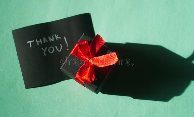 Card with Words `thank You` and Gift Box. Stock Photo - Image of favor ...