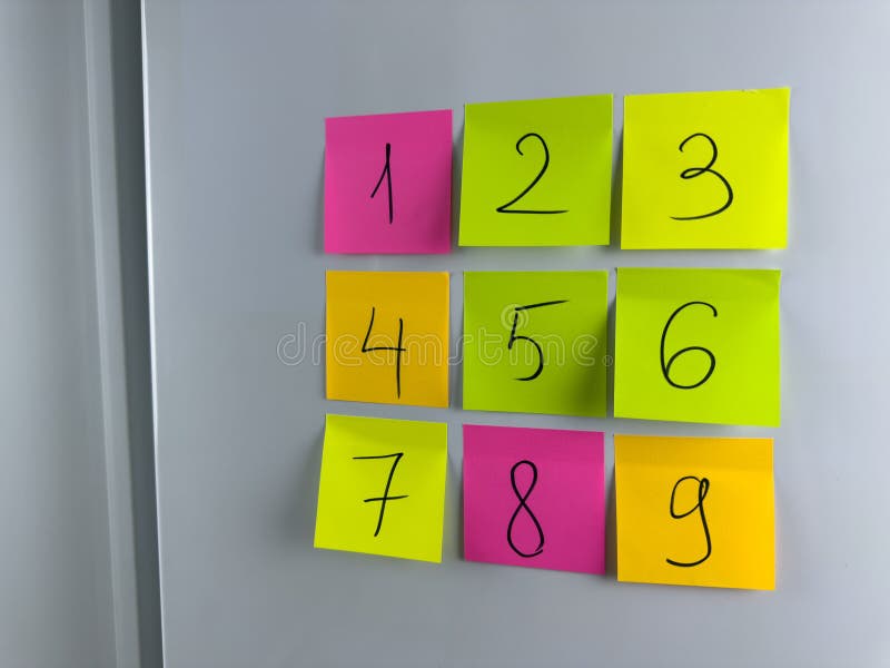 Card with Written Numbers on Refrigerator at Home for Study Children ...