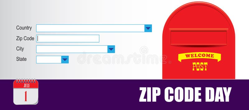 Card Zip Code Day stock vector. Illustration of parcel - 223038413