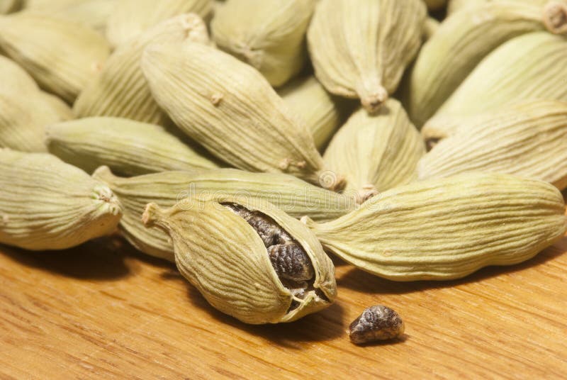 Cardamom Pods Close-up (macro) Stock Image - Image of wooden, pods ...