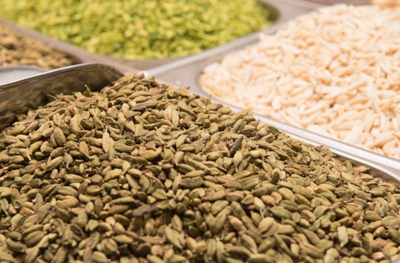 Cardamom for Sale in the Spice Souk at Deira. UAE Dubai. Stock Image ...