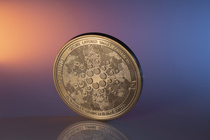 Cardano ADA Crypto Coin Placed on Reflective Surface and Lit with ...