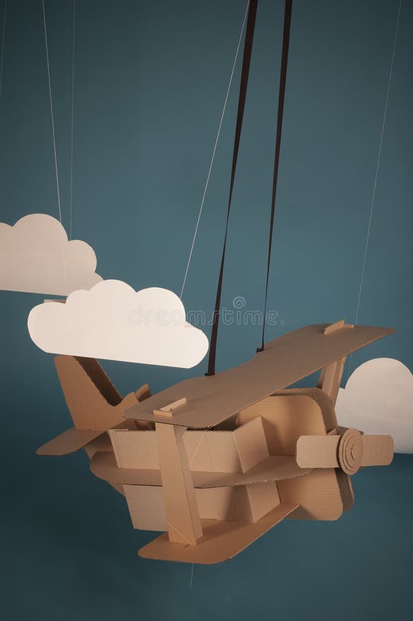 Cardboard airplane stock photo. Image of beige, playtime - 52314996