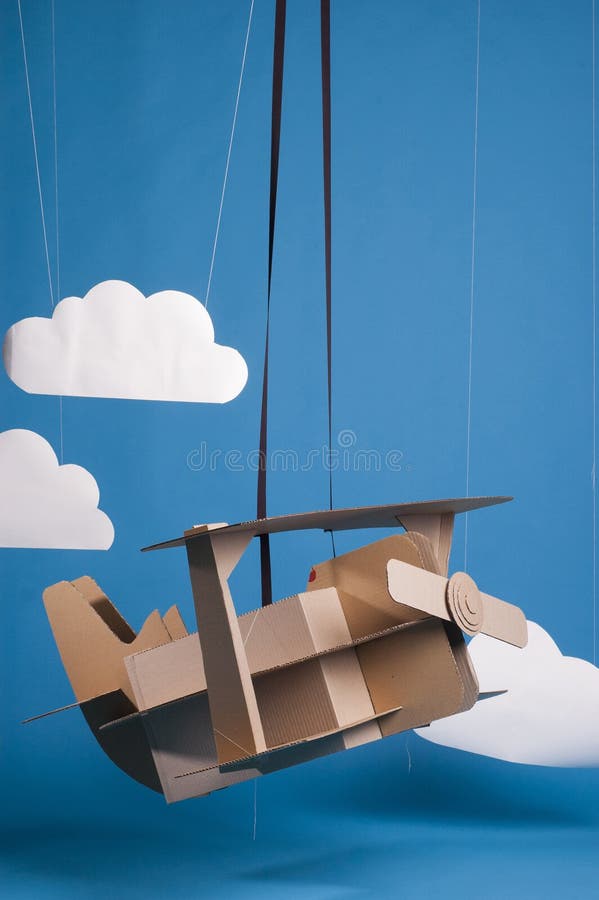 Cardboard airplane stock photo. Image of beige, playtime - 52314996